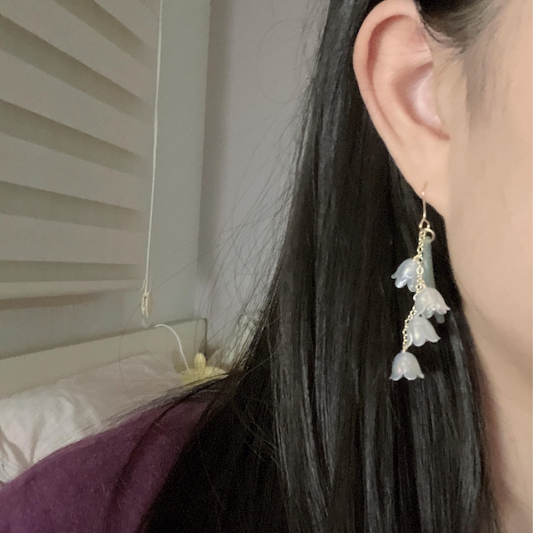 Lily of the Valley Earrings, Lily Earrings,dangle Earrings,dainty Floral Fairy Flower Earrings ...