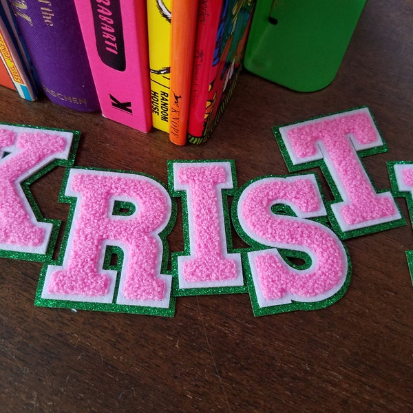 New Arrival, PINK Chenille, Green Glitter, W/ White Felt, Size 2.75 ...