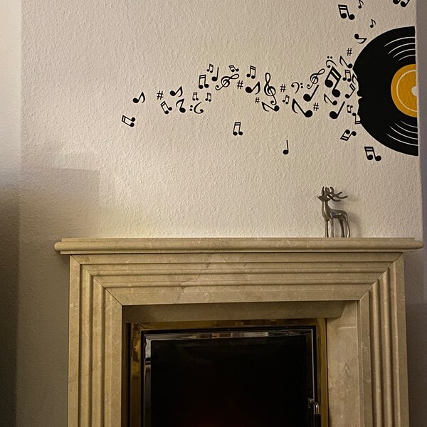 Musical Notation With Disc Wall Decals Musical Mark Vinyl Wall Sticker ...