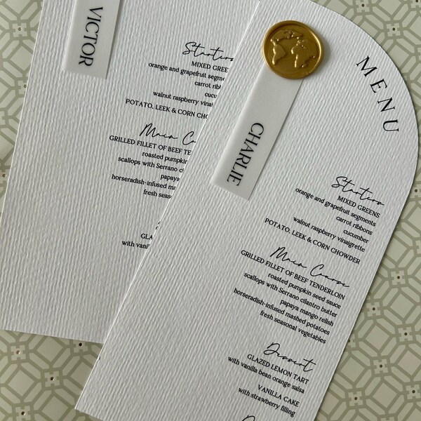 Elegant Wedding Menu, Velvet Ribbon Menu, Place Card Menu, Minimalist ...