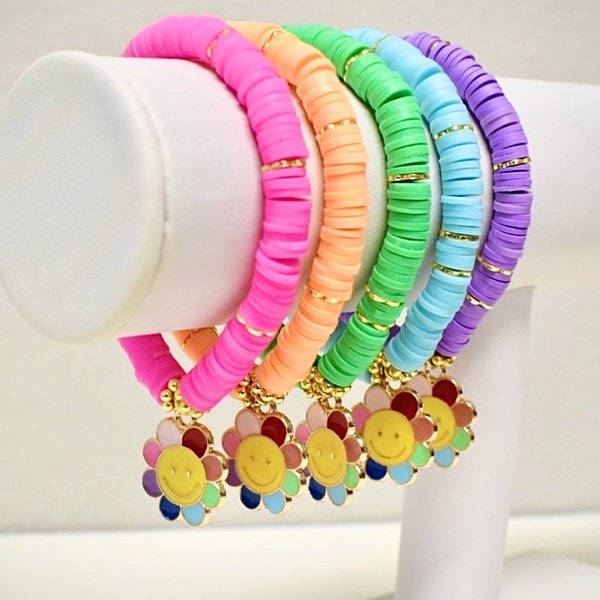 Smiley Face Flower Charms, Rainbow Charms, Charm Bracelets, Jewelry ...