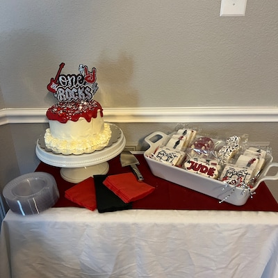 One Rocks Rock N Roll Born to Rock Theme Cake Topper - Etsy