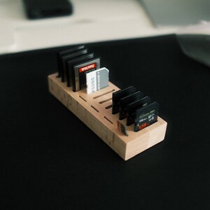 USB Stick Holder With Small Storage Option, Made of Beautiful Beech ...