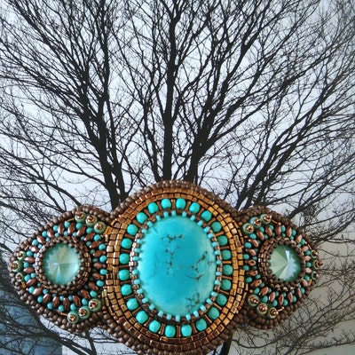 Sunset Bracelet DIY , KIT, Pattern, Tutorial and Materials, Bead Embroidery ,beading Pattern ...