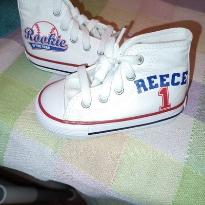 Baseball Converse, Rookie of the Year, White High Tops, Red and Blue ...