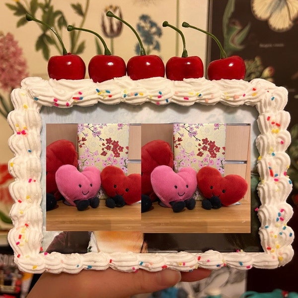 Cherry Sprinkle Fake Cake Photo Frame - Decoden Photo Frame - Dopamine ...