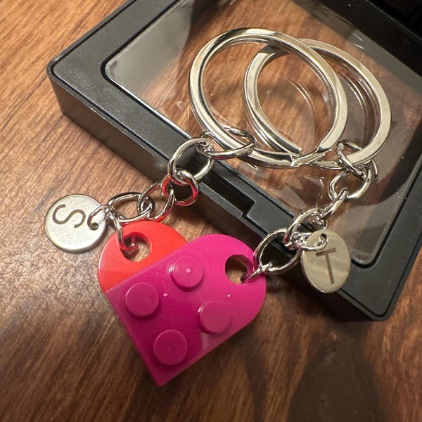 Personalized Initial Heart Keychain Set,initials Matching Keychains for ...