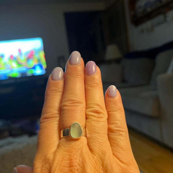 Sea Foam Sea Glass Ring Sterling Silver Wide Band Ring Sea Glass ...