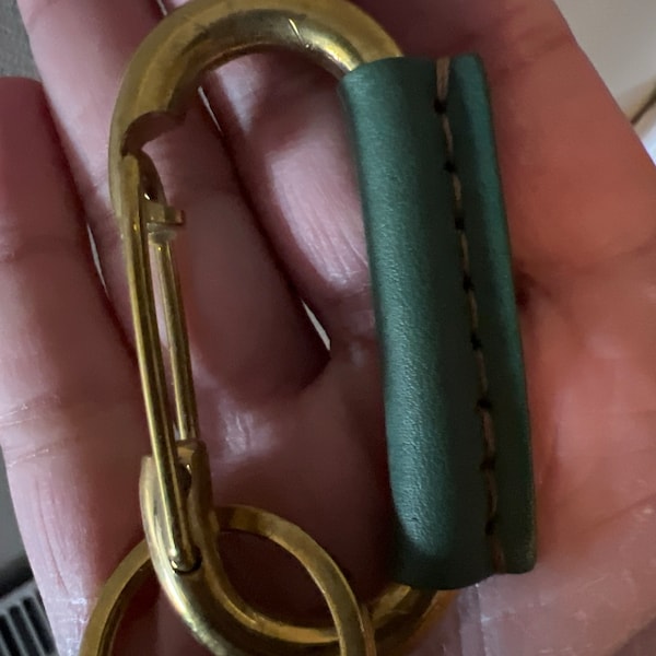 Personalized Brass Carabiner Leather Wrapped Keychain | Custom Name ...