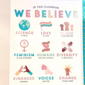 In This Classroom We Believe Art Print Diversity Education Kindness ...