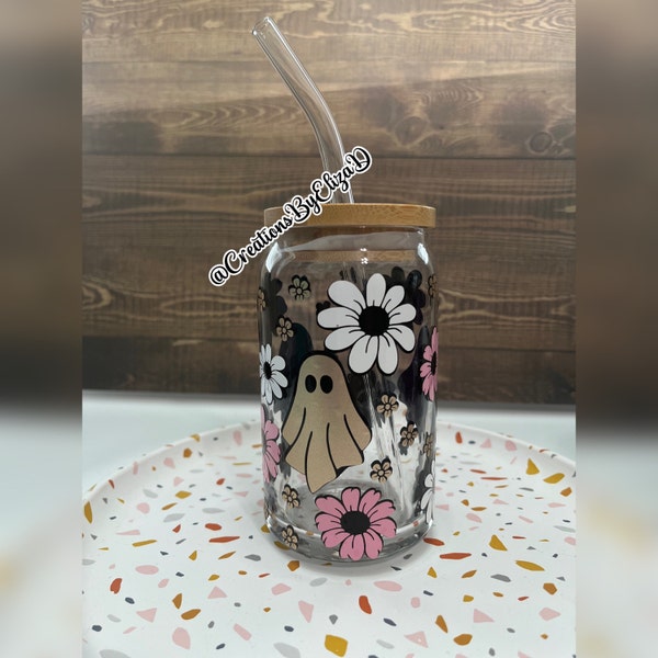 Boho Ghost Halloween Full Wrap Cutting File for Libbey 16oz Beer Can ...