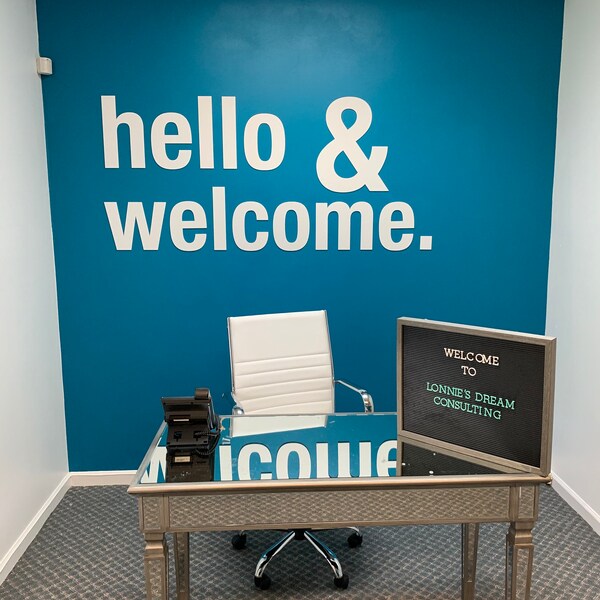 Hello & Welcome, Office, Wall, Art, Decor, 3D, PVC, Typography ...