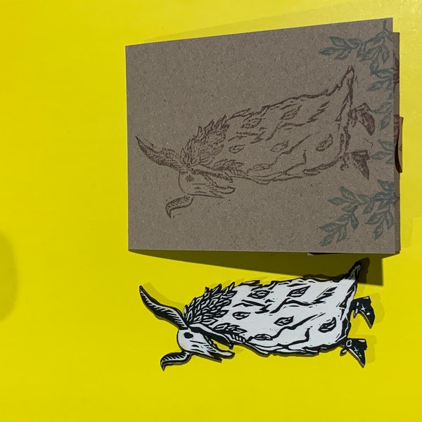 Handmade Linocut Print on Wood Rabbit Hare Decoration With Copper Stars ...