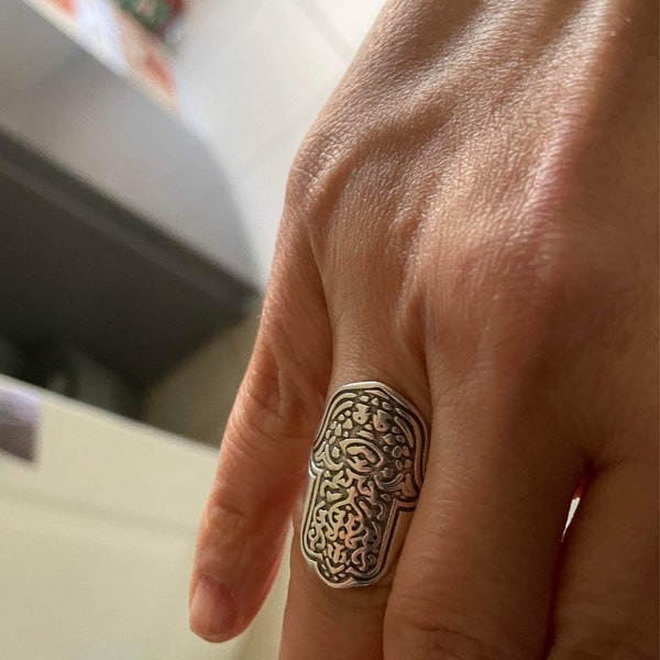 Vintage Hand of Fatima Ring, Hamsa Hand Ring, Fatima Ring, Protection ...