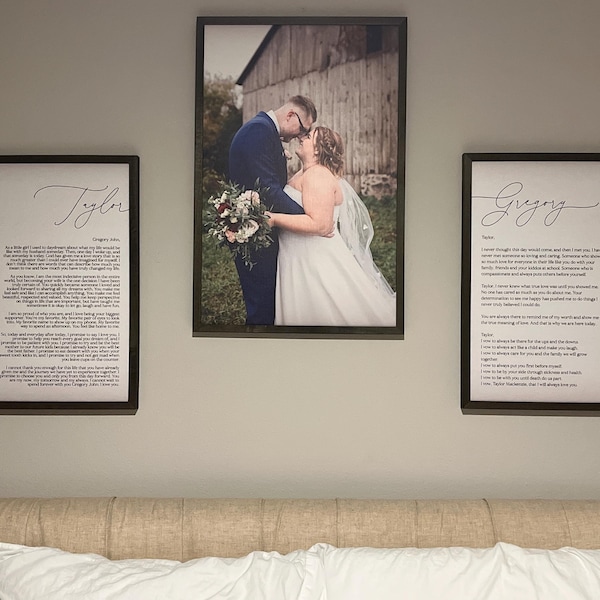 Framed Wedding Vows and Photo Prints, Set of 3 Prints, Wedding ...