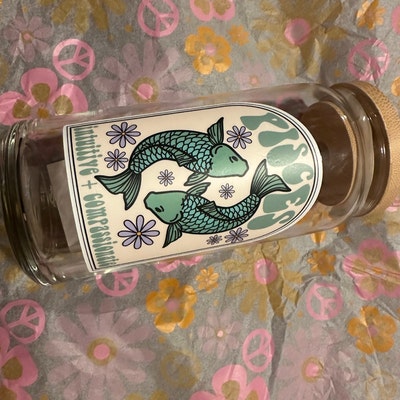 Summer Waves Glass Cup, Retro Waves, Retro Pattern Glass Cup, Groovy ...