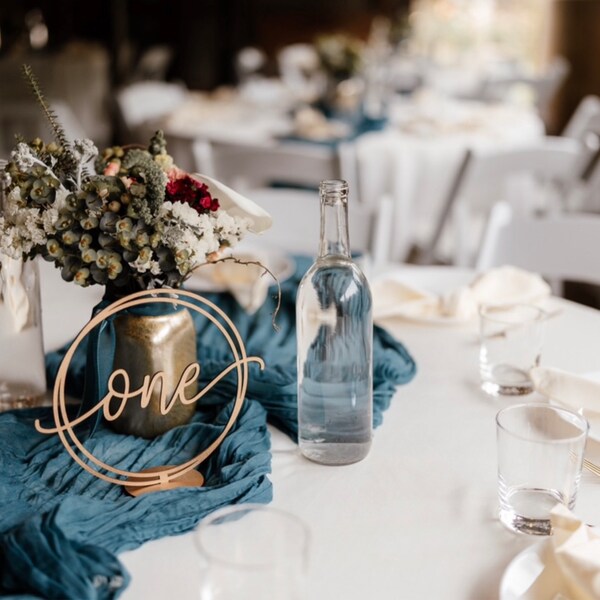 Circle Wood Table Numbers | Wedding Reception Numbers | Gold Table ...