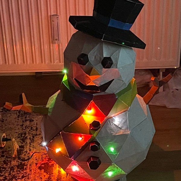 Snowman Papercraft 3D DIY Low Poly Paper Craft Christmas Holiday Decor ...