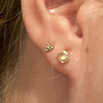 NEW 14K Solid Gold Vertical Helix Chain Piercing Unique Gold Barbell ...