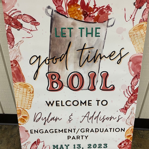 Crawfish Boil Engagement Party Welcome Sign | DIY Editable Cajun ...
