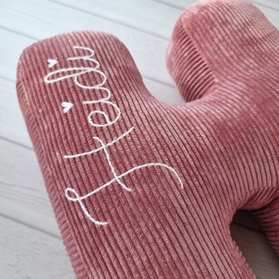 Cursive Name Velvet Pillow zoe , Educational Toy, Initial Cushion ...