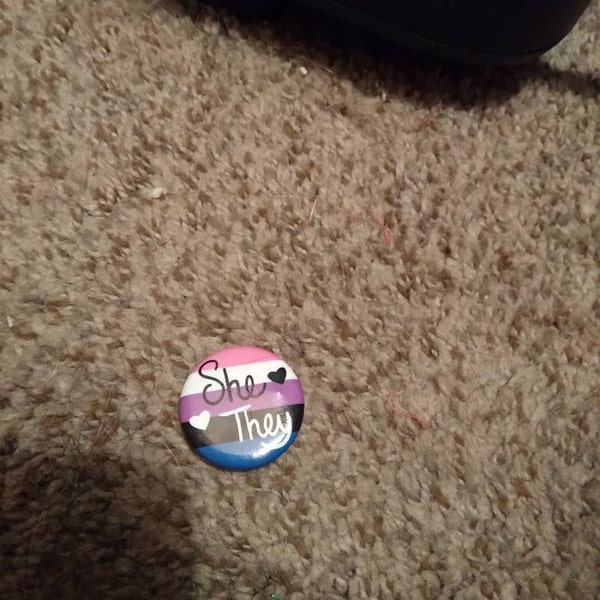 Genderfluid Pride Flag Pronoun Pin Back Button| They/them| She/him| She ...