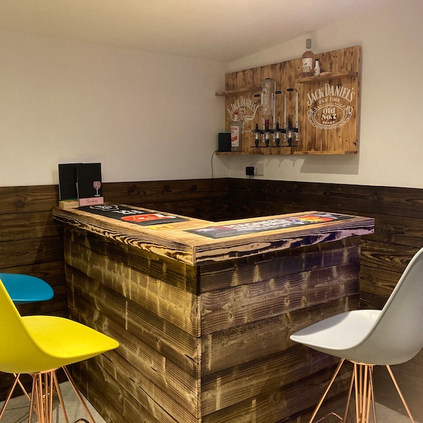 Bespoke Handmade Rustic Bar L Shaped Fully Built (see Pic) - Etsy UK