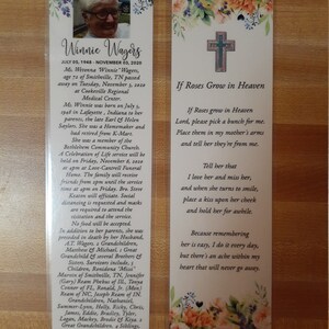CUSTOM Laminated in Memory Memorial Bookmarks PRINTED | Etsy