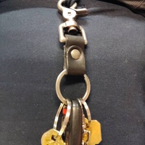 Heavy Duty Solid Brass Trigger Snap Key Clip Key Ring Brown Leather ...