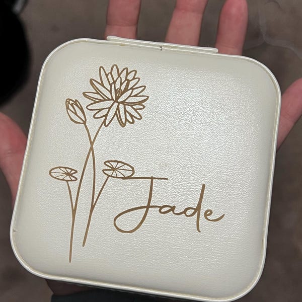 Engraved Birth Flower Jewellery Box, Travel Jewelry Box, Birthday Gift ...