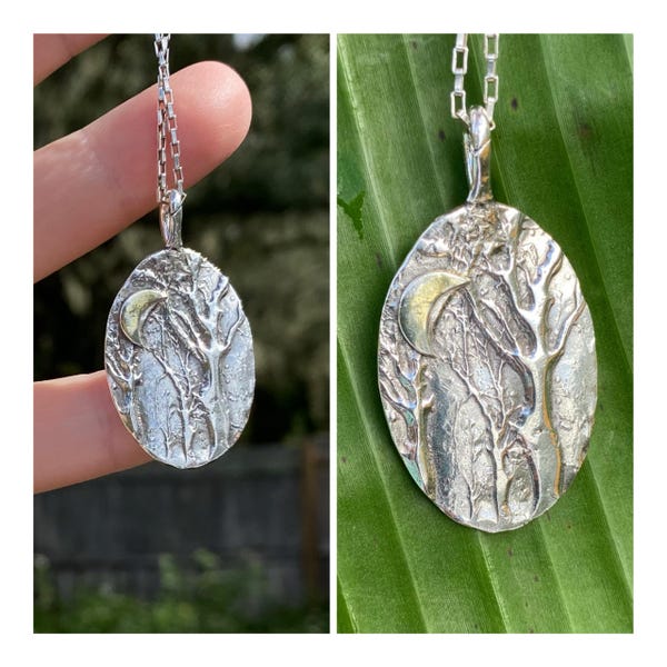 Sterling Silver Forest Pendant, Enchanted Forest Jewelry, Tree Jewelry ...