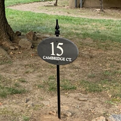 SLATE ADDRESS MARKER Sign Carved Numbers With Lawn / Yard Stake Plaque ...