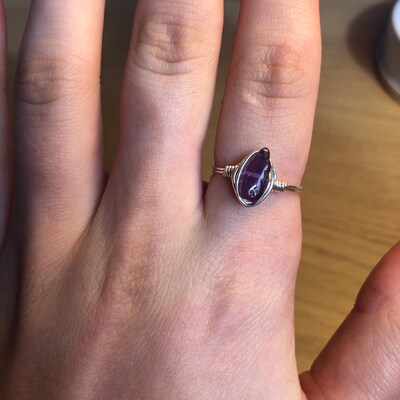 Amethyst Ring Wire Wrap Ring February Birthstone Amethyst - Etsy UK