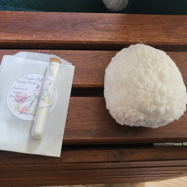 Body Powder Puffdusting Powder Puff Handcraftedvintage Stylelong Wood ...