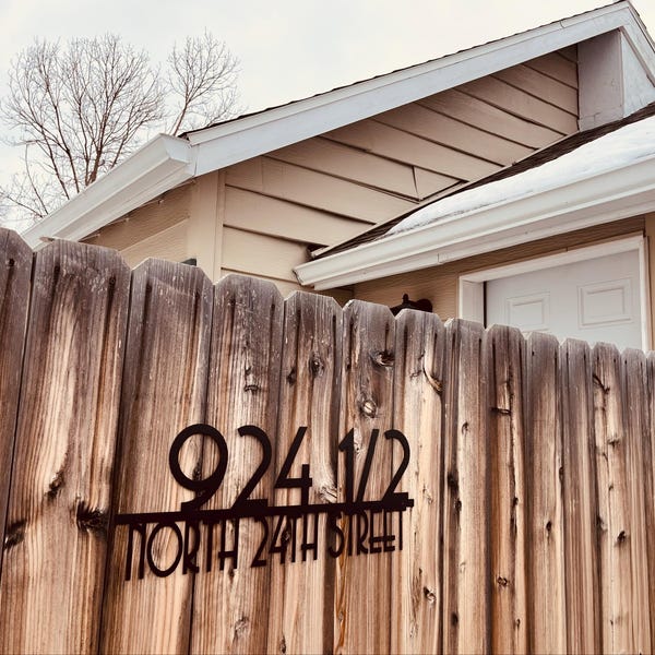 Mid Century Modern Metal House Number Sign - Address Sign With Street ...