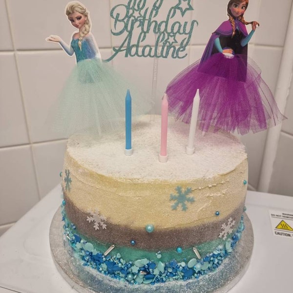 Frozen Cake Topper, Elsa Anna Cake Topper, Frozen Birthday Themed Cake ...