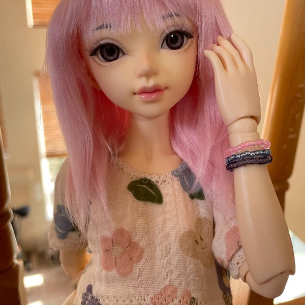 17cm Bjd Head Long Unicorn Mix, Violet Gray No Bangs Handmade Hand Dyed ...