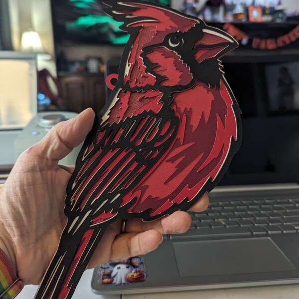 Cardinal 3D Layered SVG for Cardstock, Papercut, Bird Multilayer Shadow ...