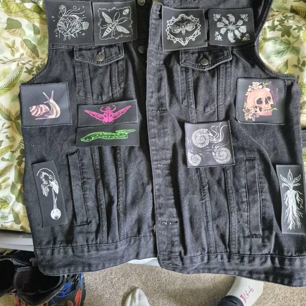 That’s a Moray!- Green Eel Screen Print Fabric Patch 13x5 Cm- Goth ...