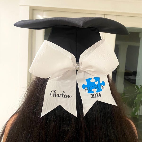 Personalized Graduation Cap Bow: Custom Text, Grosgrain Ribbon - Etsy