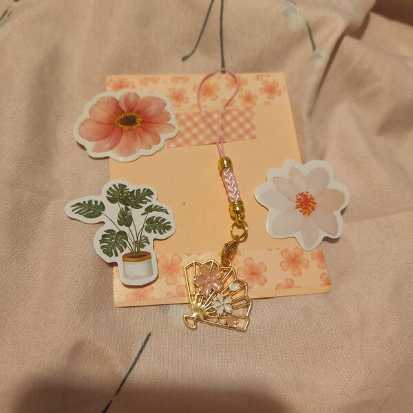 Sakura Fan Phone Charm | Cute Accessory | Special Keychain | Japanese ...