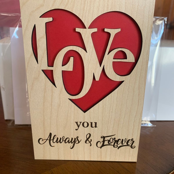 Love You Always and Forever, Card, Wooden, Wooden Card, Greeting Card ...