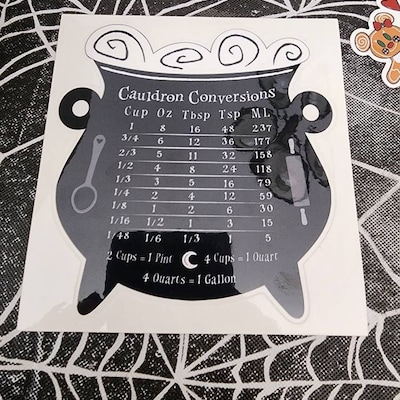 Cauldron Conversion Chart Decal, Waterproof, Transparent, Witch ...
