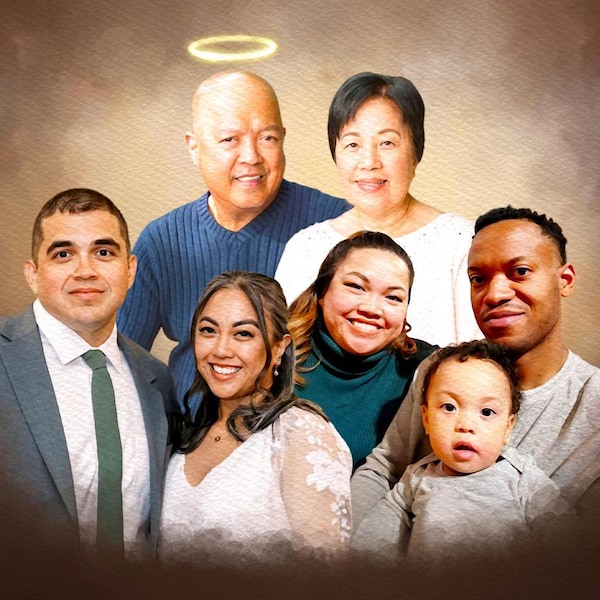 Custom Watercolor Family Portrait From Merging Multiple Photos, Combine ...