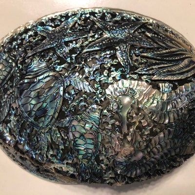 Hand Carved Pearl Mussels Shell Large Sizewith - Etsy