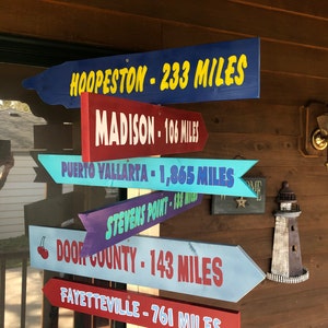 6 Hand Painted Wood Directional Signs Destination Sign Arrow Sign ...