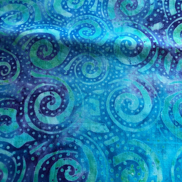 Michael Miller - Turquoise Waverunner - Tropical Batik Fabric - BT8509 ...