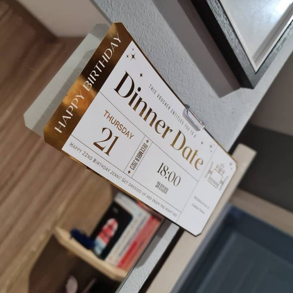 Foil Dinner Date Ticket , Perfect for Valentine's Day or Any Romantic ...