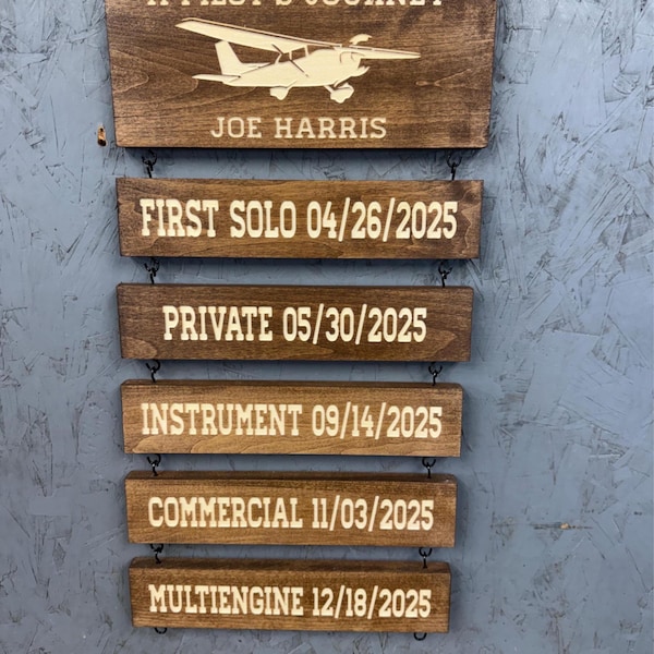 Pilot Timeline, Aviation Milestone, Custom, Engraved, Pilot Gift - Etsy