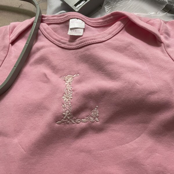 Machine Embroidery LETTER L Uppercase 97mm / 3.85" Tall Dainty Floral ...